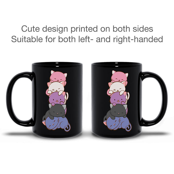 Genderfluid Pride Cute Kawaii Cat Mug | Irene Koh Studio