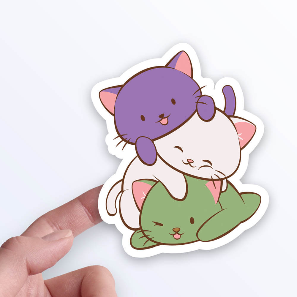 Kawaii Cat Pile Genderqueer Sticker – Irene Koh Studio