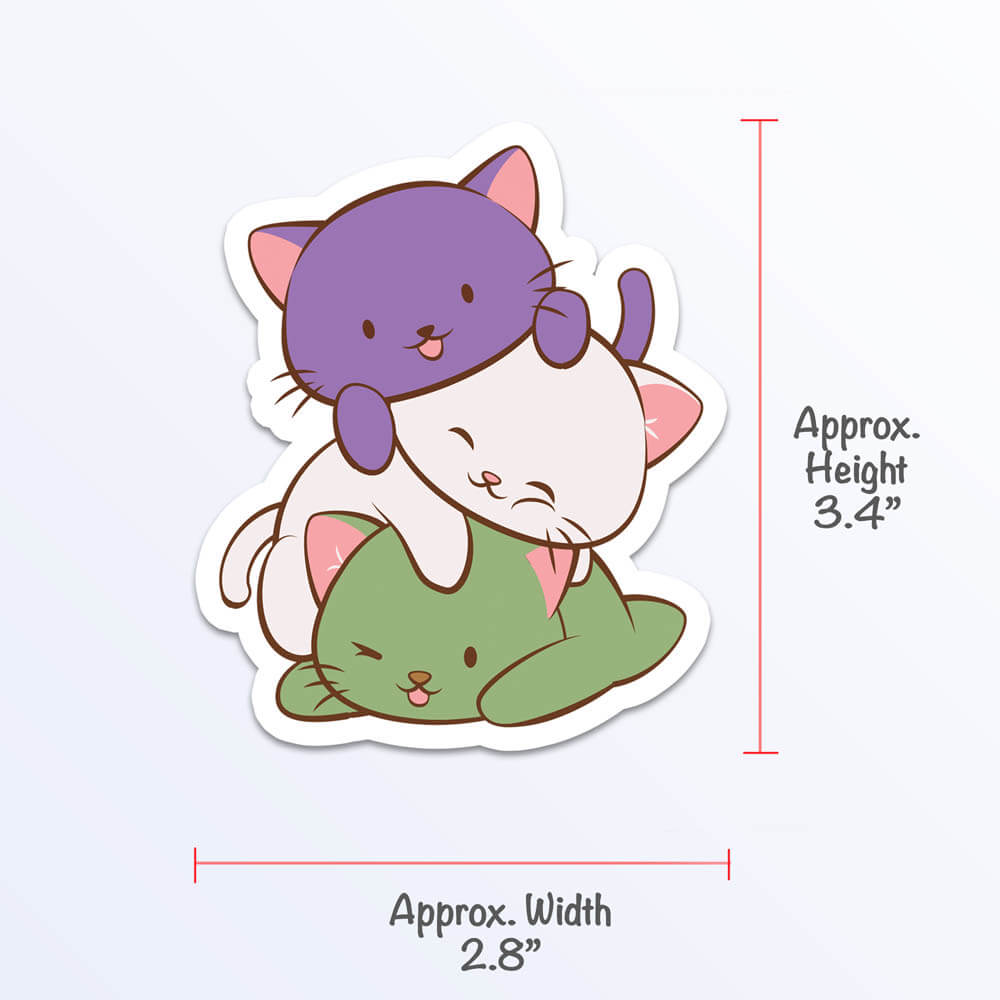 Kawaii Cat Pile Genderqueer Sticker – Irene Koh Studio