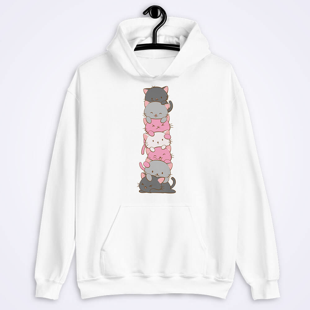 Kawaii Cat Pile Demigirl Pride Hoodie | Irene Koh Studio