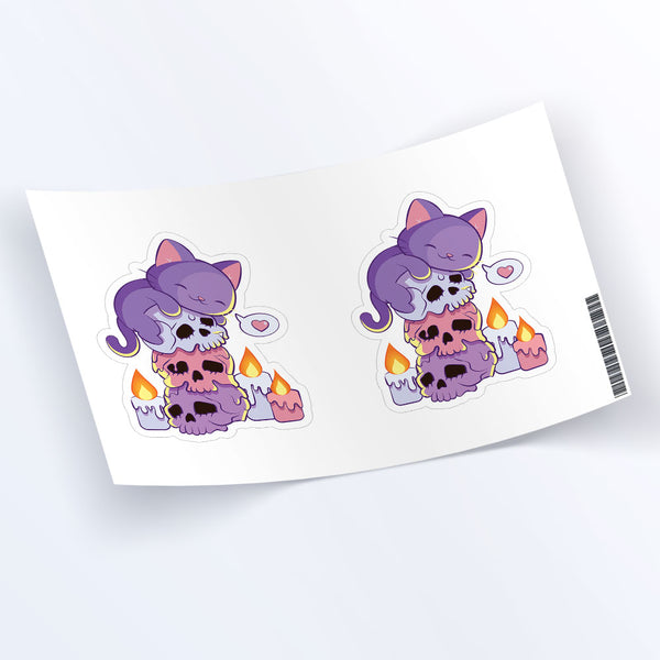 Kitty Cat on Skulls Pastel Goth Aesthetic Cute Kawaii Stickers – Irene ...