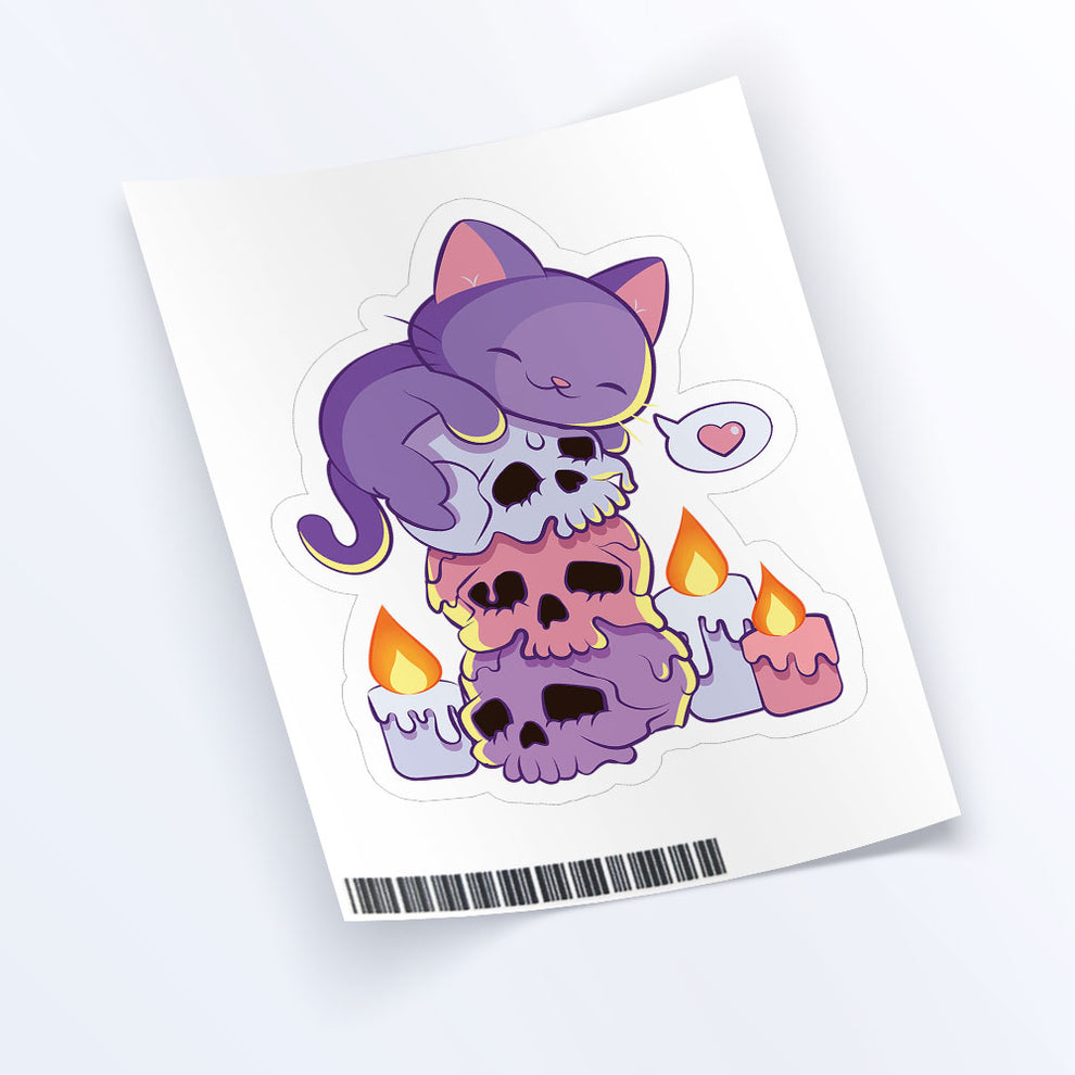 Kitty Cat on Skulls Pastel Goth Aesthetic Cute Kawaii Stickers – Irene ...
