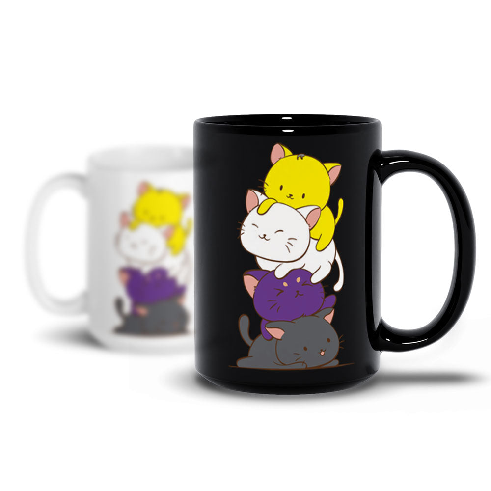 Non-Binary Pride Cute Kawaii Cat Mug | Irene Koh Studio
